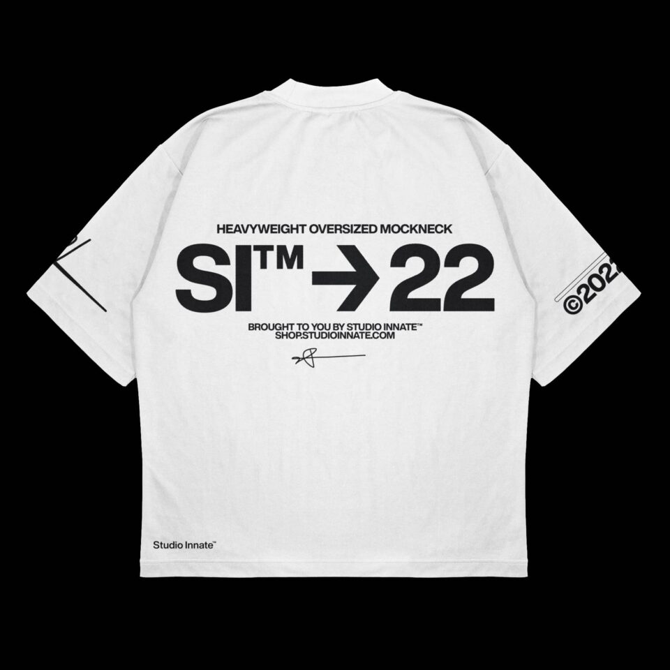 Oversized Mock Neck T-Shirt Mockup - Realistic Design Showcase