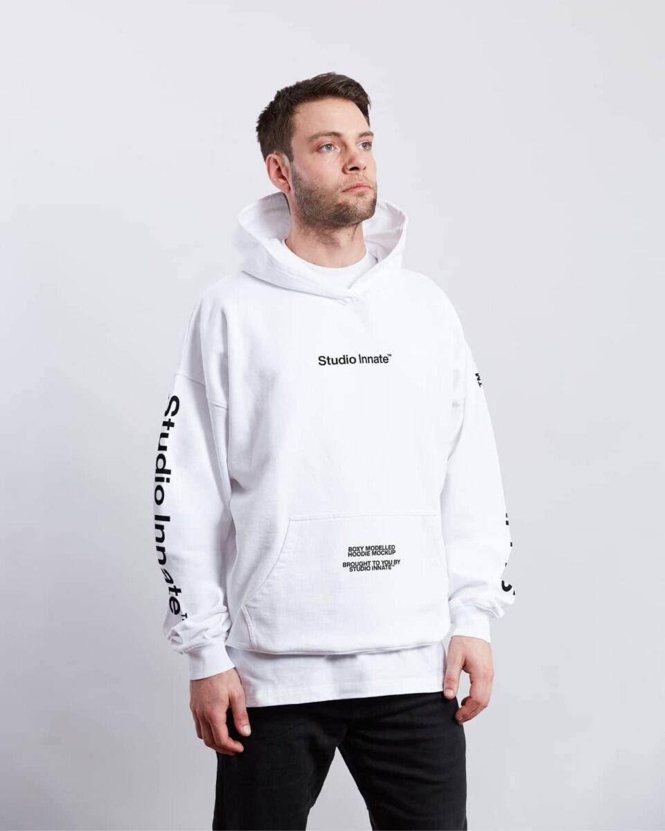 Modelled Boxy Hoodie Mockup | Showcase Your Designs
