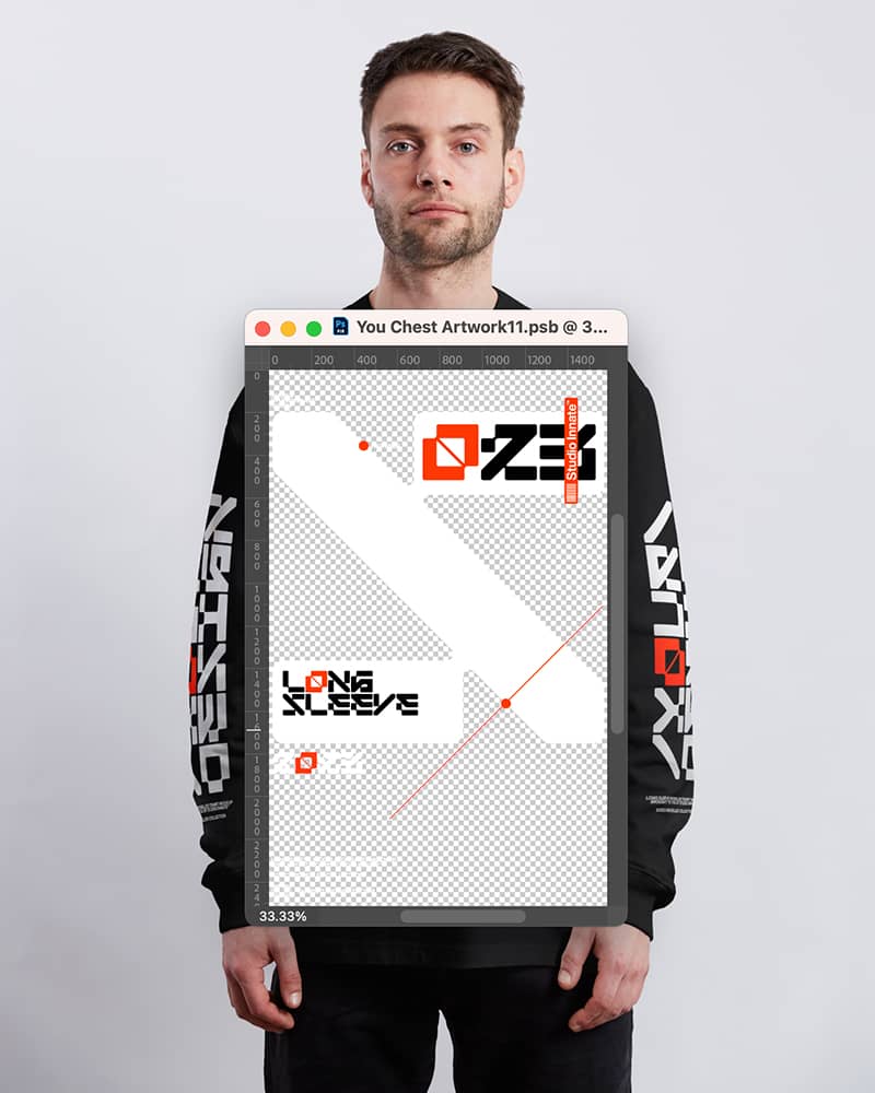 Premium Modelled Long Sleeve T-Shirt Mockup | Studio Innate