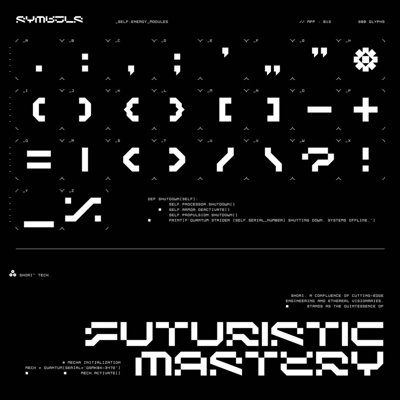 Shori Typeface: Precision Mech-Inspired Font Design