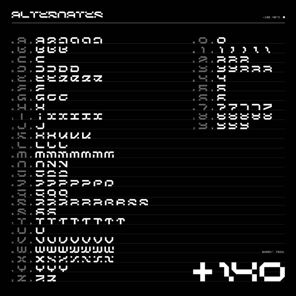 Shori Typeface: Precision Mech-Inspired Font Design