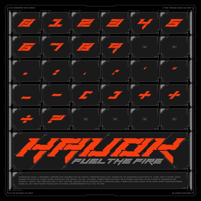 Havok Font – Bold Rockerboy Typeface for Cyberpunk Designs