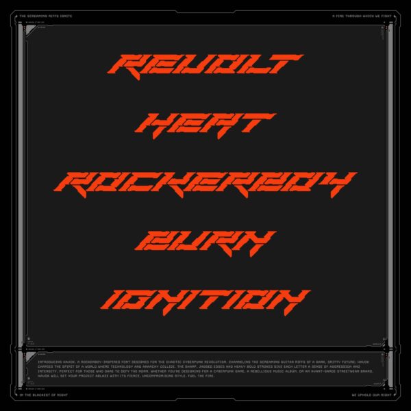 Havok Font – Bold Rockerboy Typeface for Cyberpunk Designs