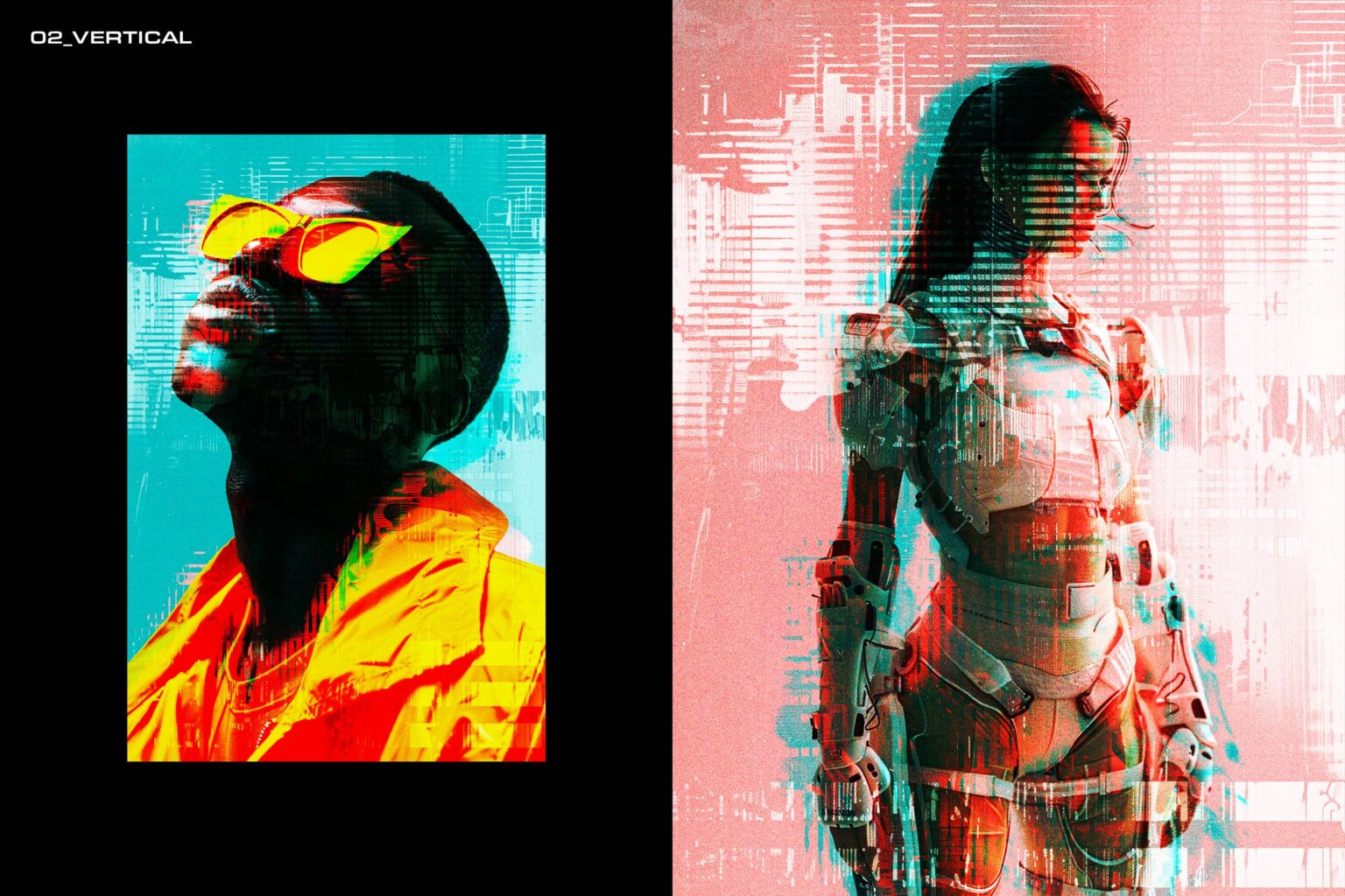 Glitch Distortion Photo Effects – Cyberpunk Glitch for Photoshop