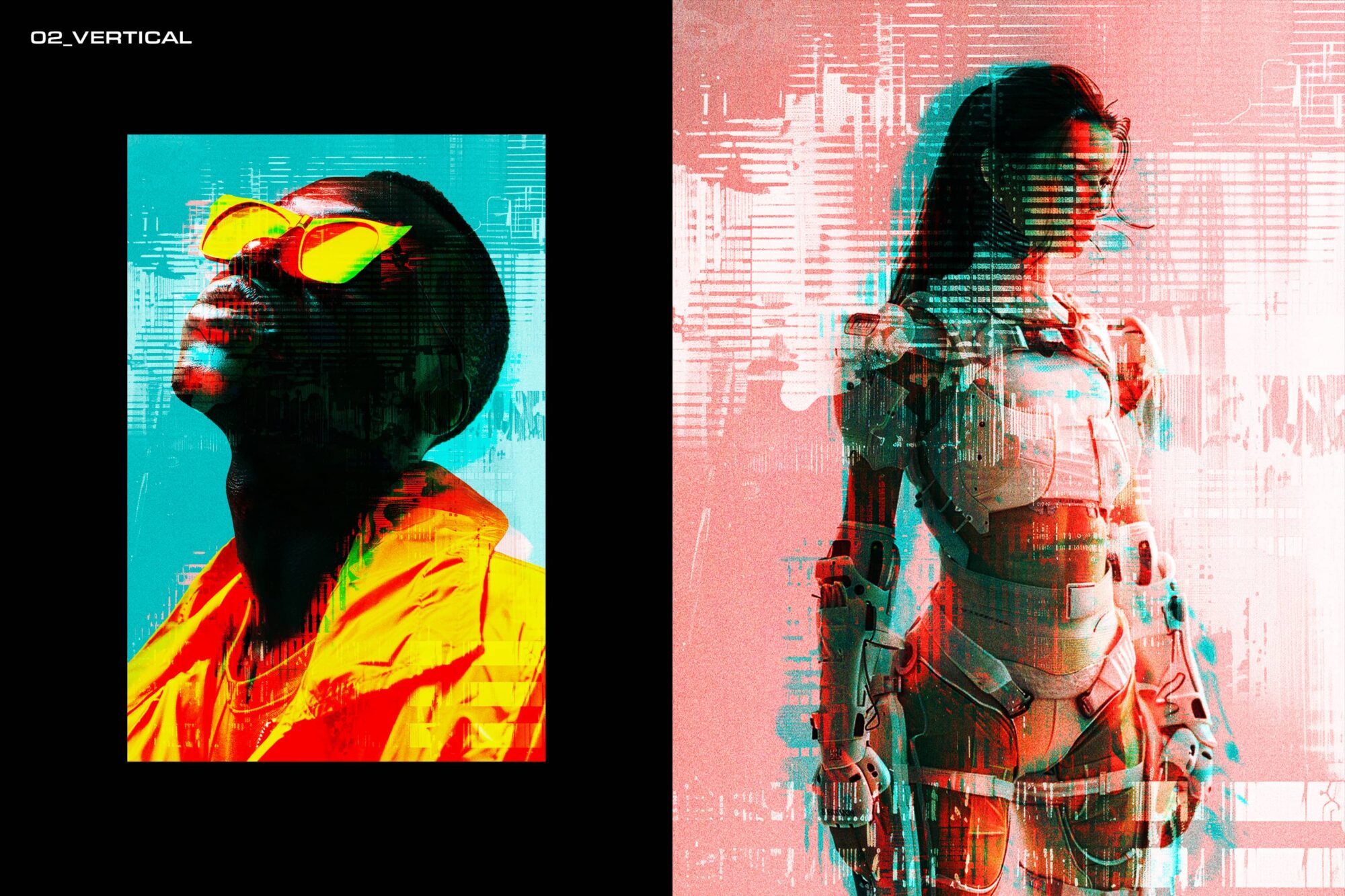 Glitch Distortion Photo Effects – Cyberpunk Glitch for Photoshop