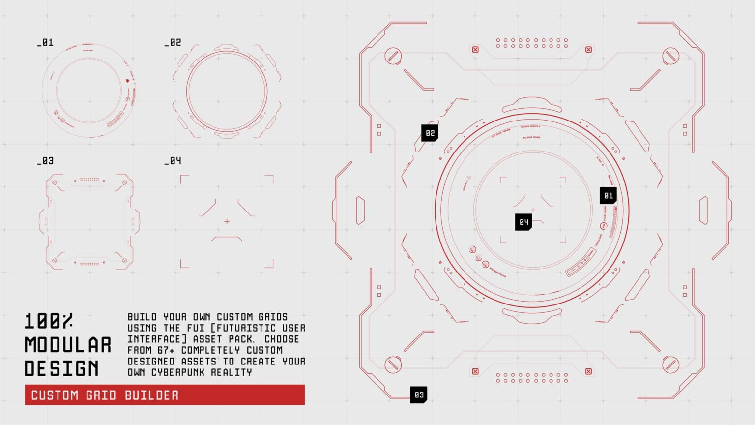 GRID BUILDER – Cyberpunk UI Vector Pack for Futuristic Designs