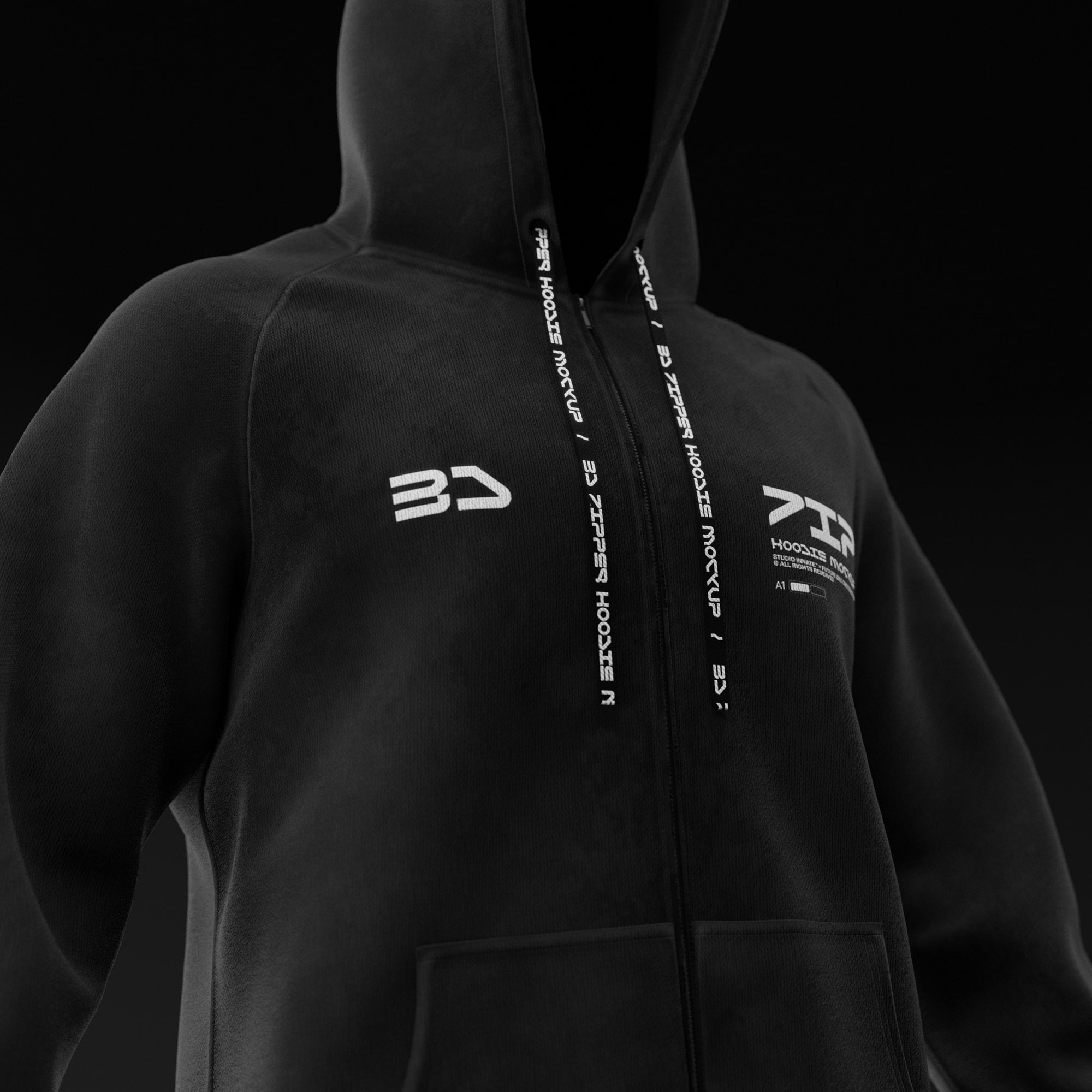 3D Zip-Up Hoodie Mockup – Blender File | Studio Innate