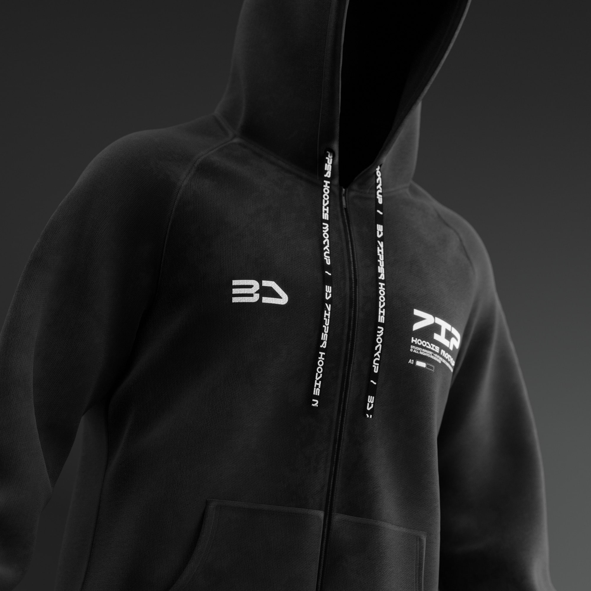 3D Zip-Up Hoodie Mockup – Blender File | Studio Innate