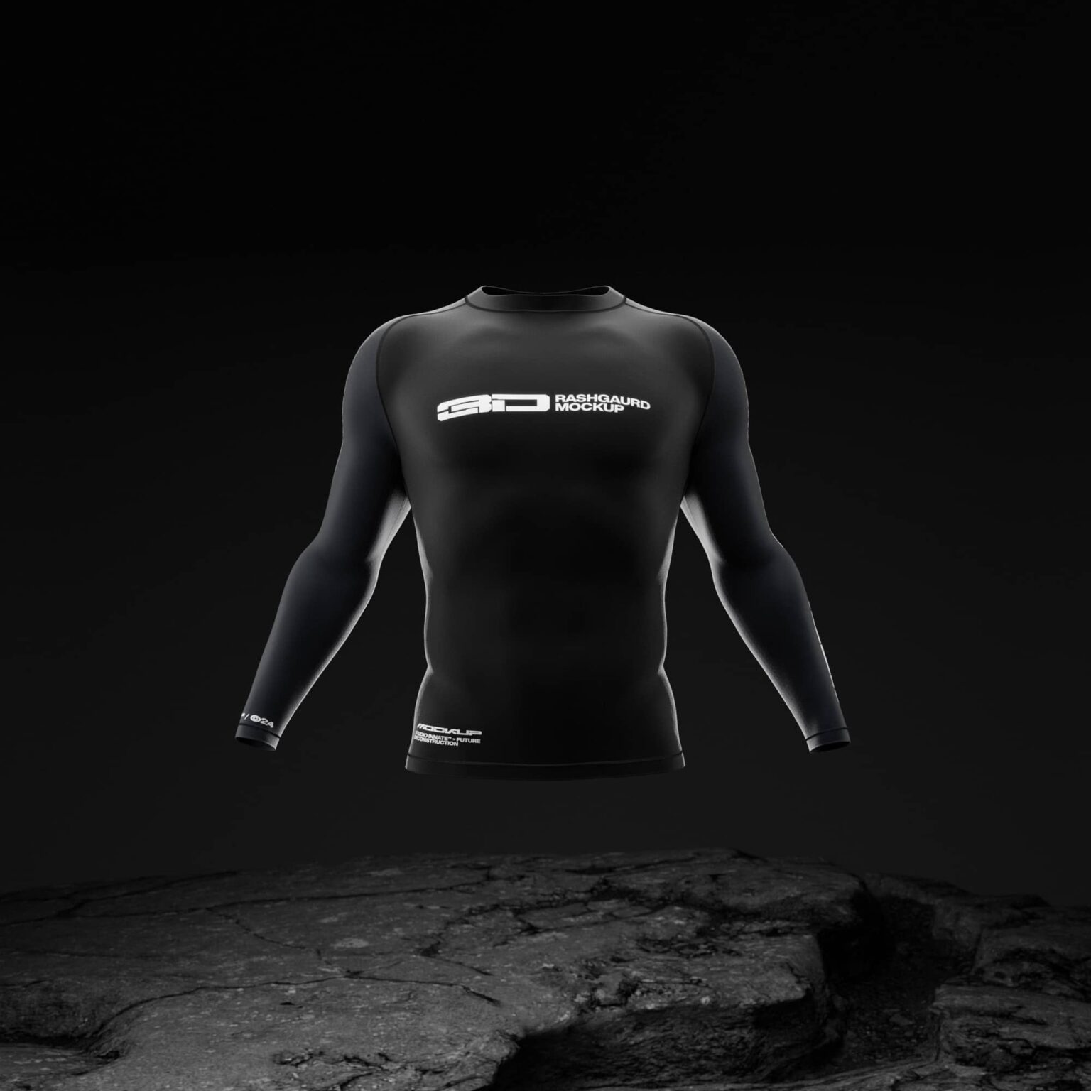 3D Long Sleeve Rash Guard Mockup for Activewear & Sports