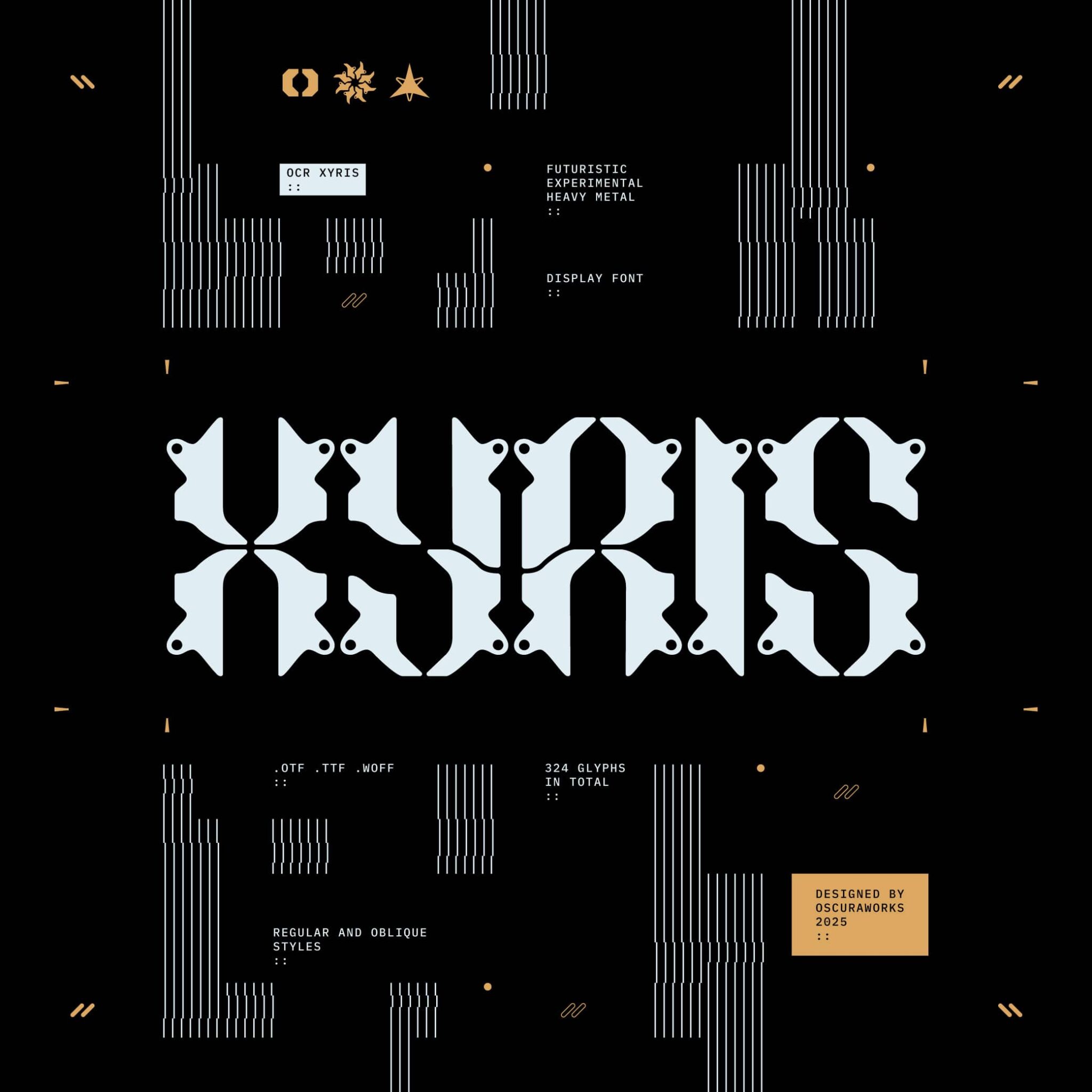 OCR Xyris – Futuristic Display Font for Logos, Posters & Heavy Metal Design