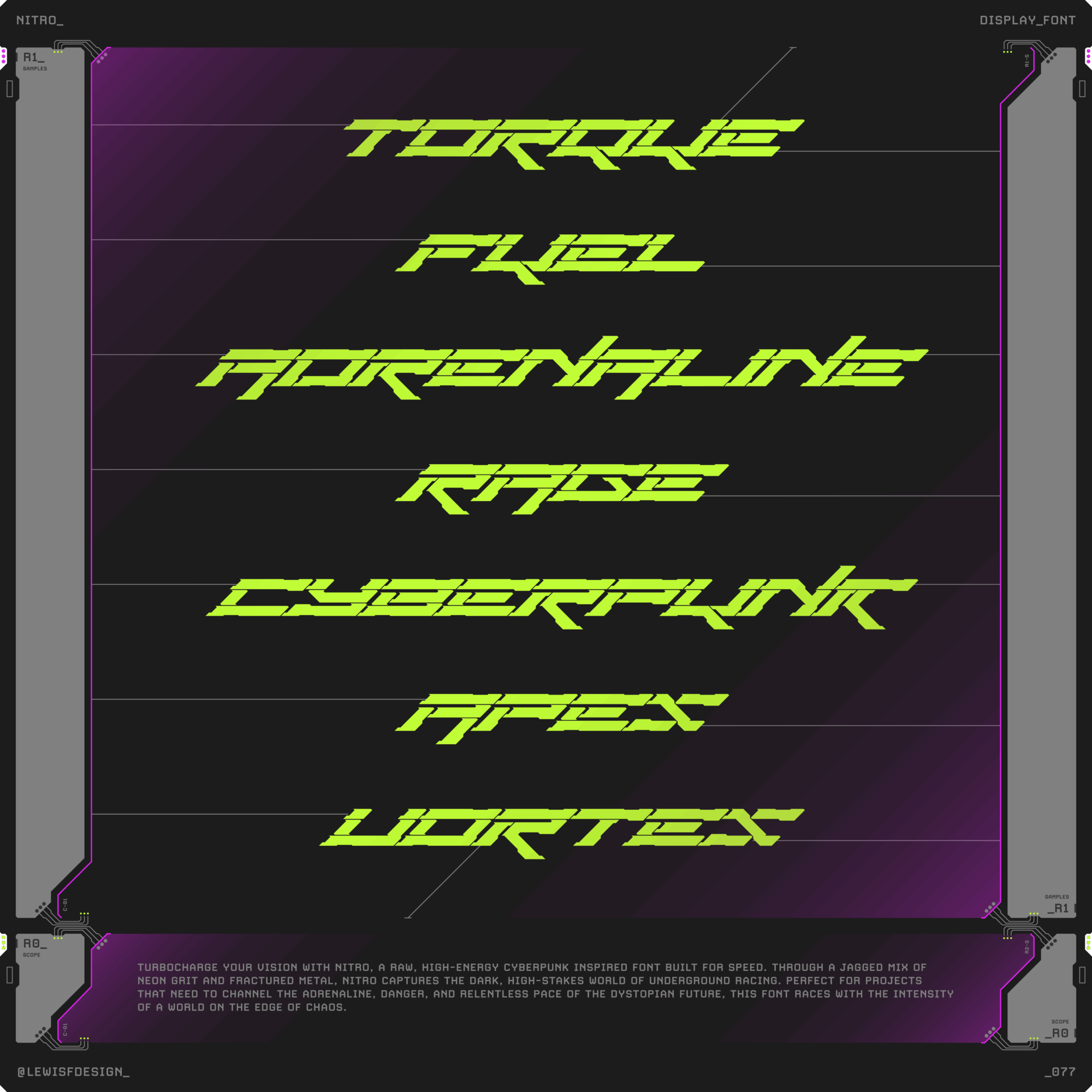 Nitro Font — Cyberpunk Racing Display Typeface | Studio Innate